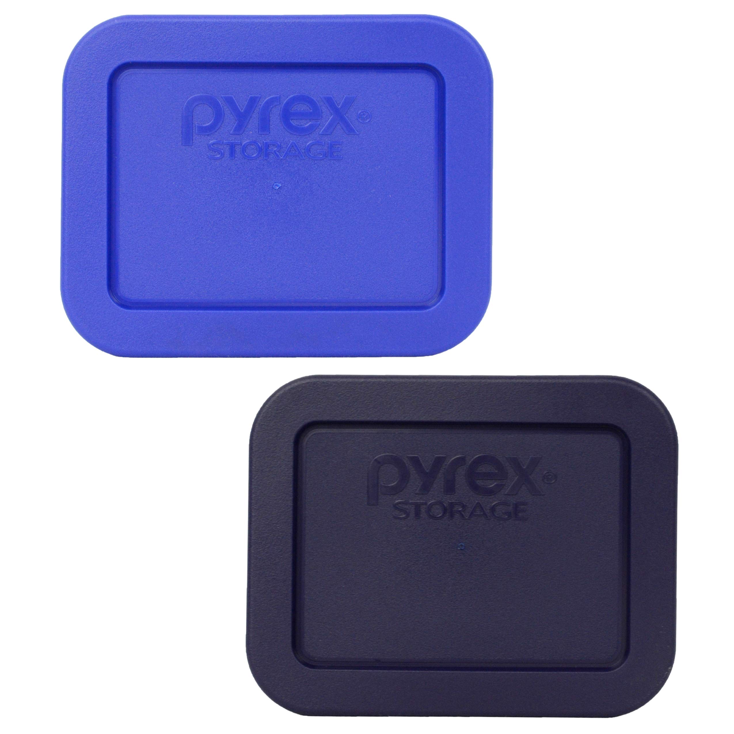 Pyrex 7213-PC (1) Cadet Blue & (1) Dark Blue Rectangular Plastic Lids (Lids Only - Dish Not Included)