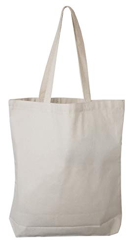 Sturdy Canvas Wholesale Tote Bags with Bottom Gusset 15"W x 16"H x 3"G Blank Totes Great for DIY Painting Printing Embroidery