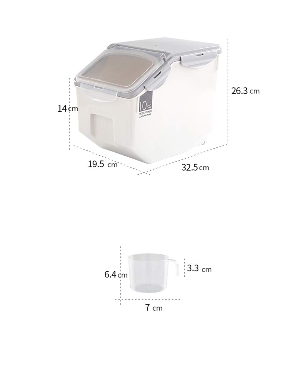 2-Pack Large Rice Storage Containers 10 Liter 340 oz Feed Bin Dog Food Storage Container Set Leak Proof Locking Lid