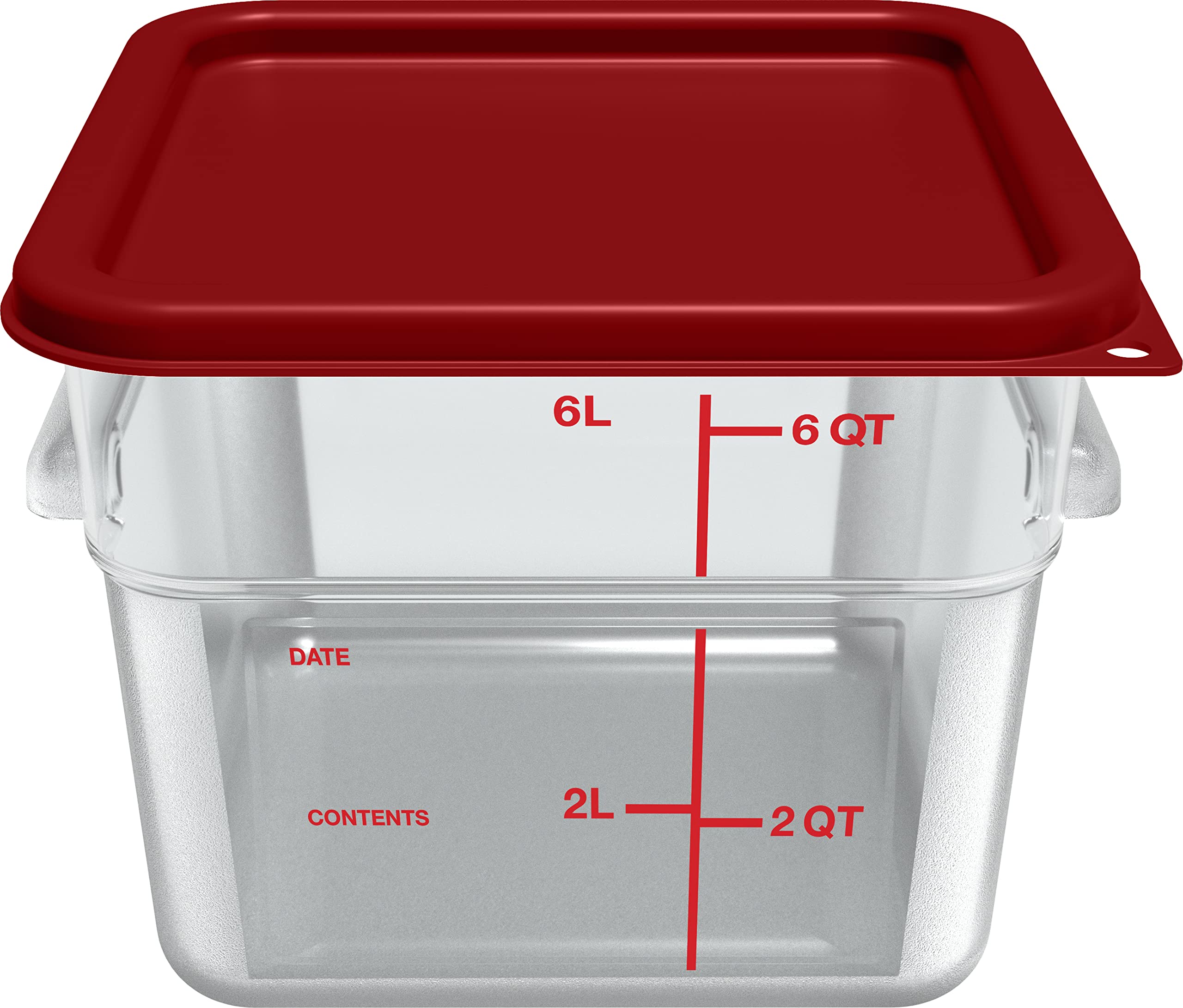 Carlisle FoodService Products Squares Square Food Storage Container Lid with Stackable Design for Catering, Buffets, Restaurants, Proprietary Blend, 6 To 8 Quarts, Red