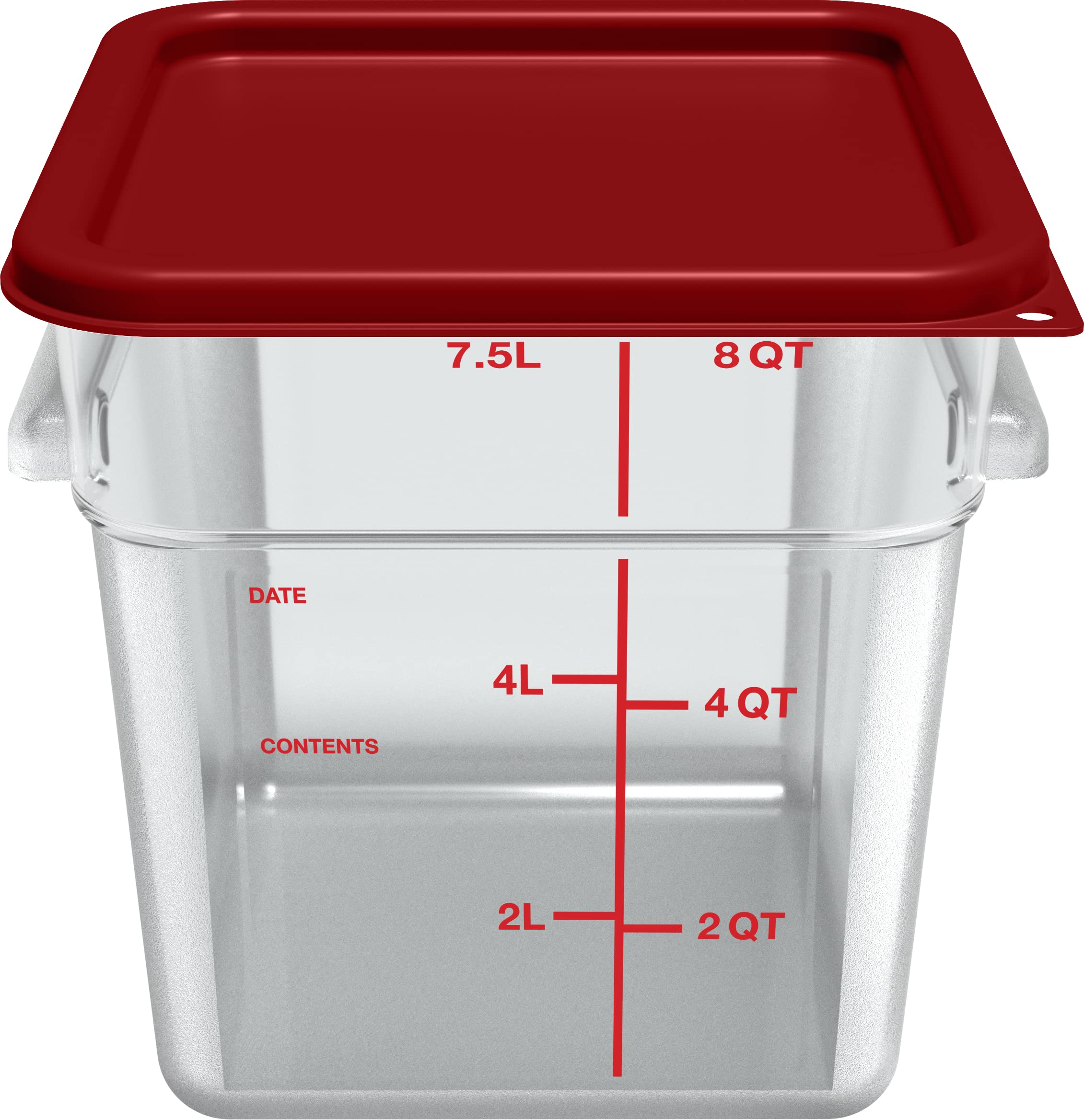 Carlisle FoodService Products Squares Square Food Storage Container Lid with Stackable Design for Catering, Buffets, Restaurants, Proprietary Blend, 6 To 8 Quarts, Red