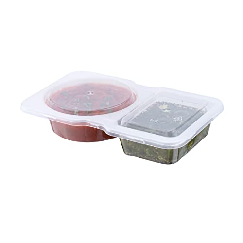 Restaurantware Futura 5 Ounce Snack Containers 100 Microwavable Sauce Containers - 2 Compartments Hinged Lid Clear Plastic Portion Cups For Condiments Or Dips