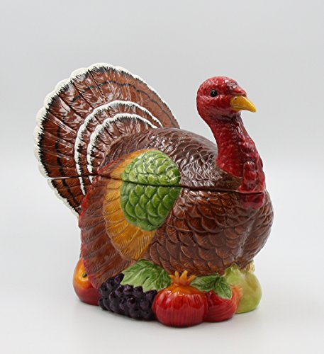 Cosmos Gifts Turkey Design Ceramic Cookie Jar, 10-3/8-Inch