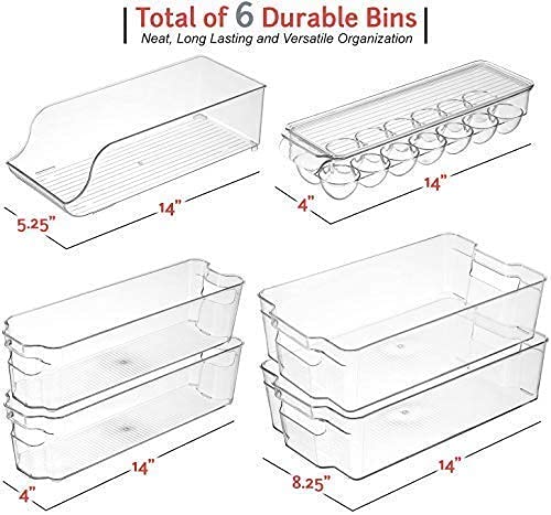 StorageMaid Stackable Storage Fridge Bins - Refrigerator Organizer Bins for Fridge, Freezer, Pantry and Kitchen. Includes Bonus Magnetic Dry-Erase Whiteboard & Markers Set (9-Piece Set)
