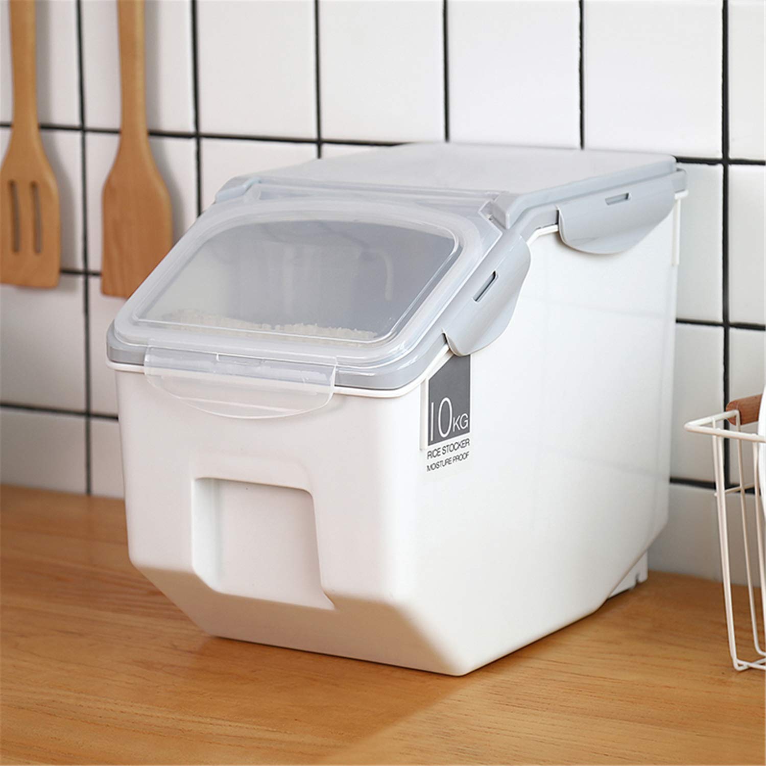 2-Pack Large Rice Storage Containers 10 Liter 340 oz Feed Bin Dog Food Storage Container Set Leak Proof Locking Lid