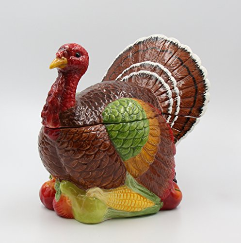 Cosmos Gifts Turkey Design Ceramic Cookie Jar, 10-3/8-Inch