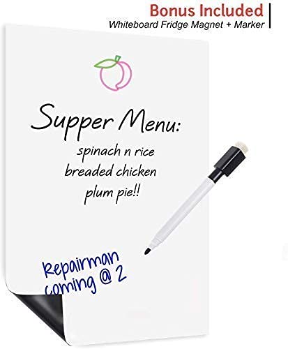 StorageMaid Stackable Storage Fridge Bins - Refrigerator Organizer Bins for Fridge, Freezer, Pantry and Kitchen. Includes Bonus Magnetic Dry-Erase Whiteboard & Markers Set (9-Piece Set)