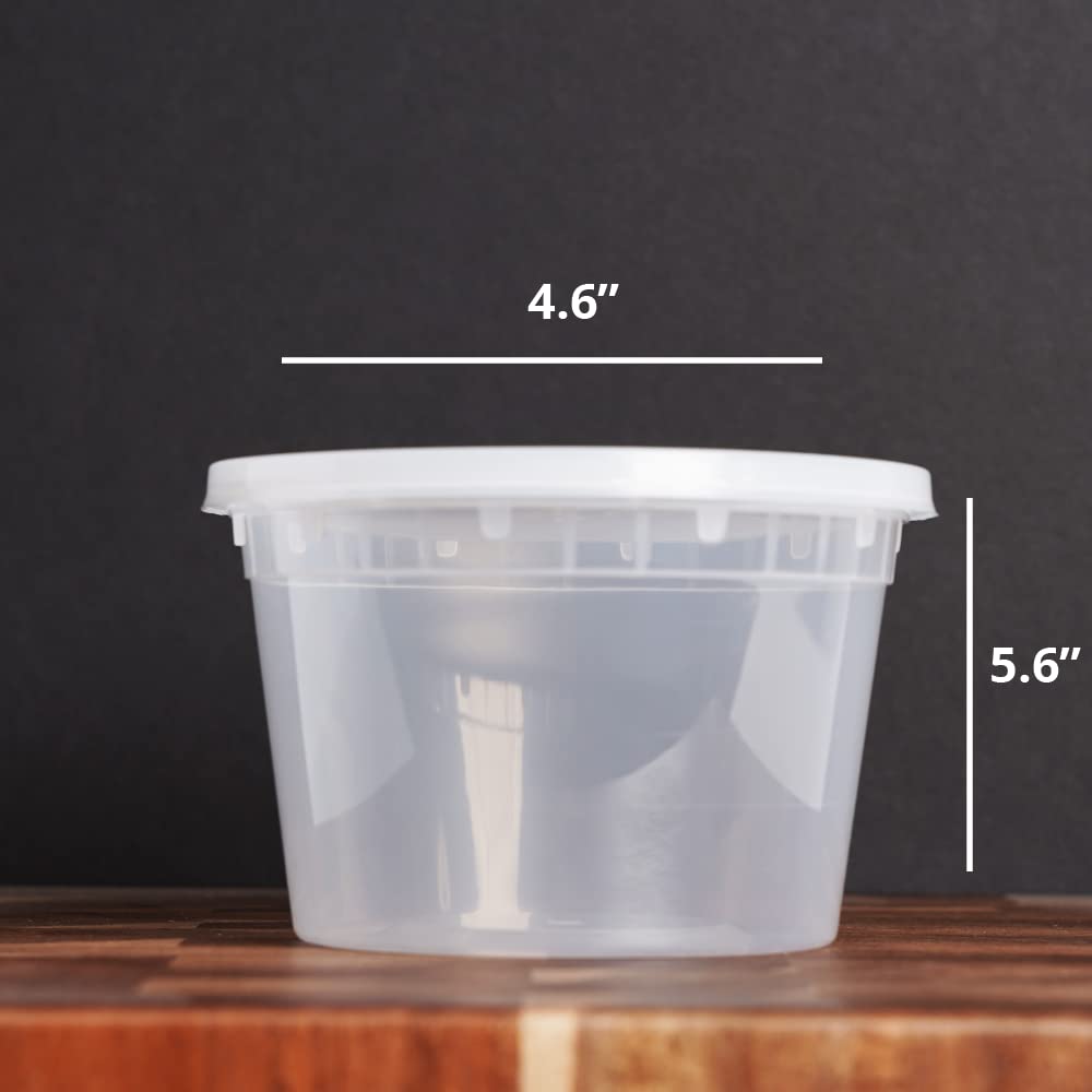 TIYA Takeout Food Containers - 16oz Bulk 240 Pack with Lids - Plastic Food Storage to-Go Containers - Reusable Microwavable Dishwasher Safe Takeout Cups - Airtight Leak Proof for Soups & Meal Prep