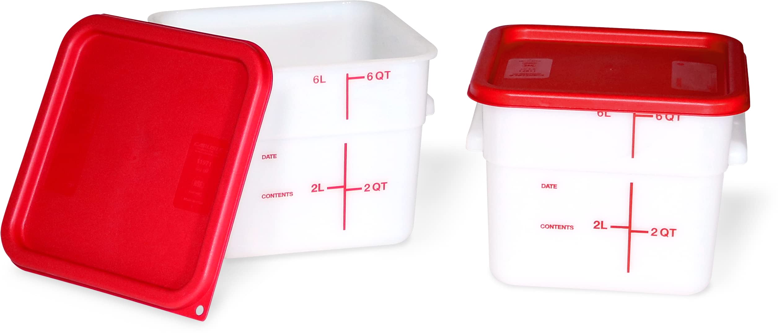 Carlisle FoodService Products Squares Square Food Storage Container Lid with Stackable Design for Catering, Buffets, Restaurants, Proprietary Blend, 6 To 8 Quarts, Red