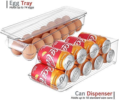 StorageMaid Stackable Storage Fridge Bins - Refrigerator Organizer Bins for Fridge, Freezer, Pantry and Kitchen. Includes Bonus Magnetic Dry-Erase Whiteboard & Markers Set (9-Piece Set)
