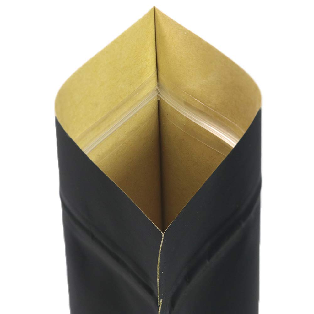 Pack of 100 Kraft Paper Translucent Window Resealable Stand-Up Food-Safe Organization Storage Zip Top Bag (Black, 4 x 6 in)