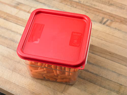 Carlisle FoodService Products Squares Square Food Storage Container Lid with Stackable Design for Catering, Buffets, Restaurants, Proprietary Blend, 6 To 8 Quarts, Red