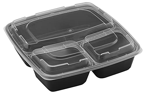 T TIYA Dishwasher Safe - Leak-Proof for Restaurants & Meal Prep - 48 oz Bulk 150 Pack with Lids - BPA-Free