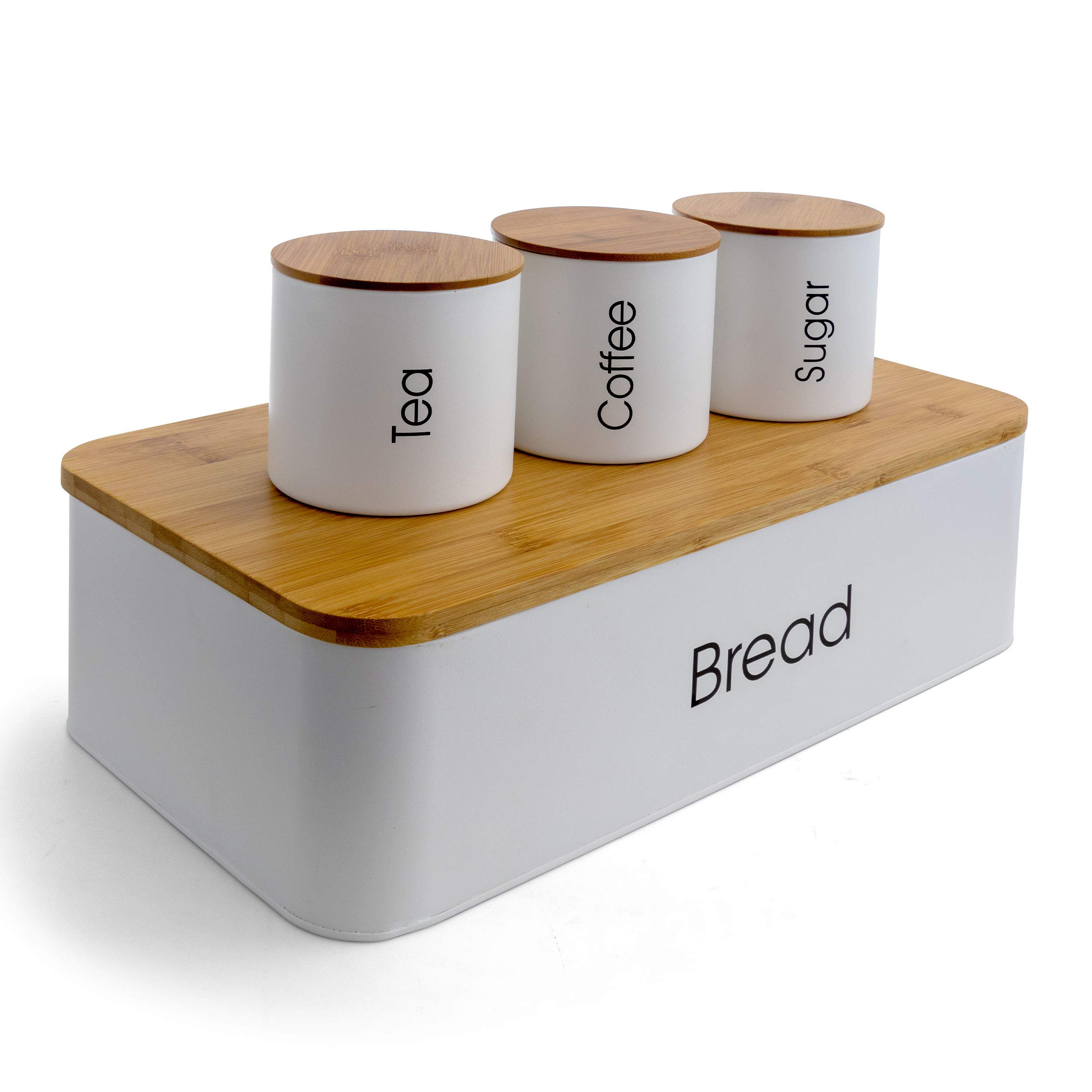 MegaChef Kitchen Food Storage and Organization 4 Piece Canister Set in White