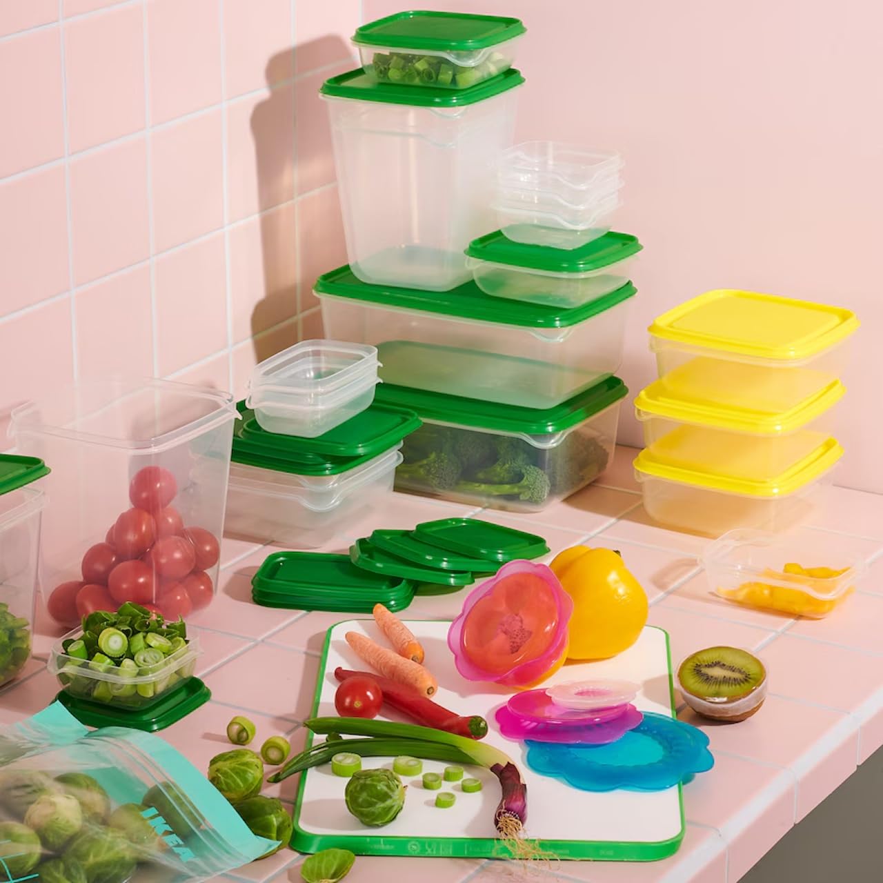 IKEA PRUTA Standard Durable Plastic Storage Food Containers of 17 Pieces For Fridge & Freezer