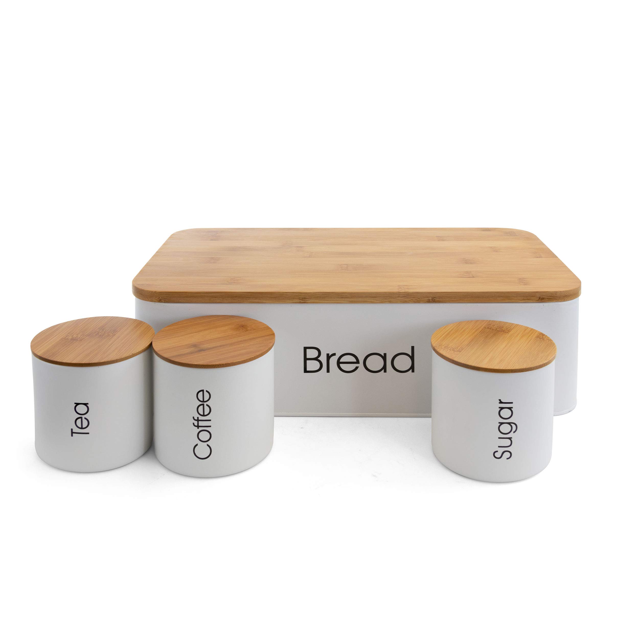 MegaChef Kitchen Food Storage and Organization 4 Piece Canister Set in White