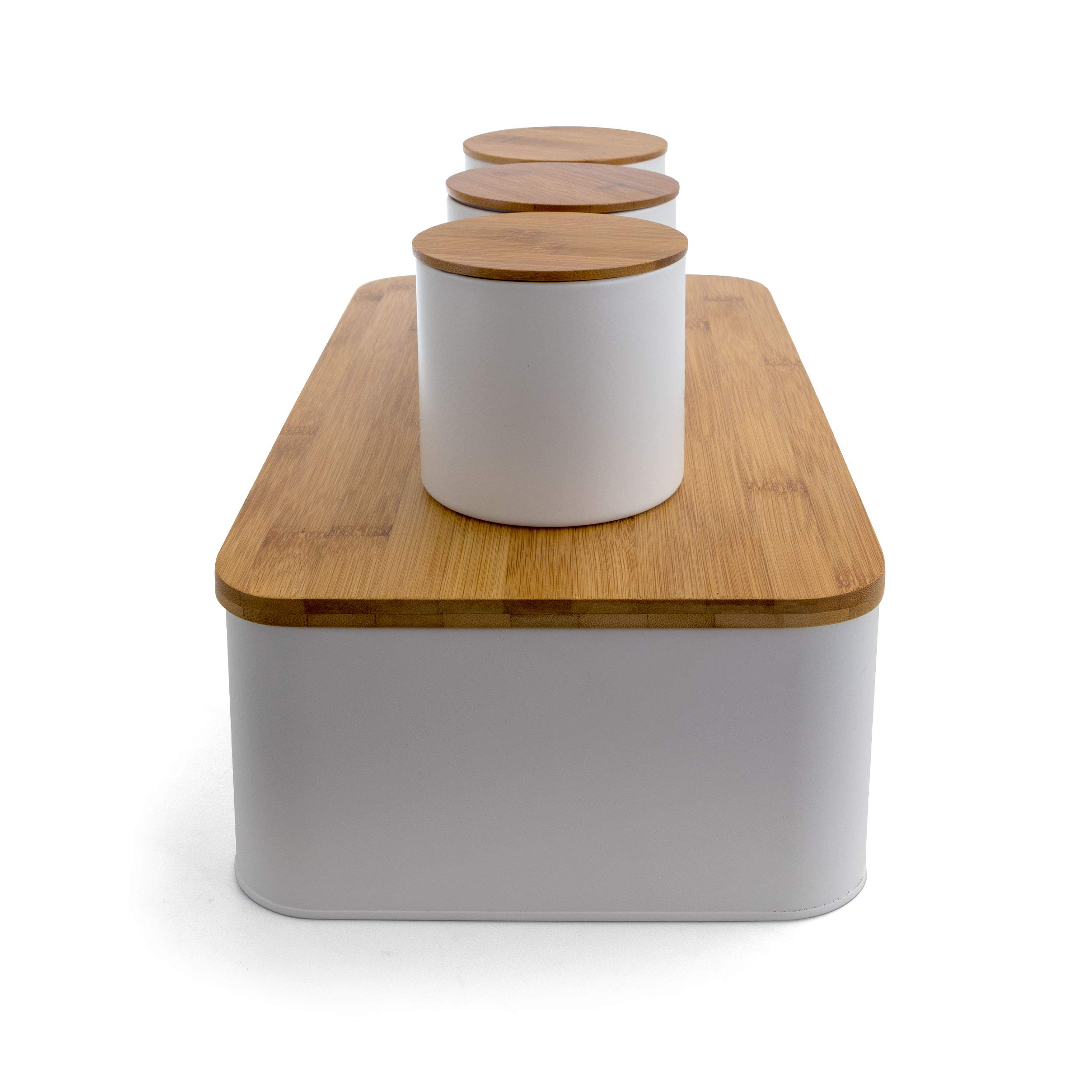 MegaChef Kitchen Food Storage and Organization 4 Piece Canister Set in White