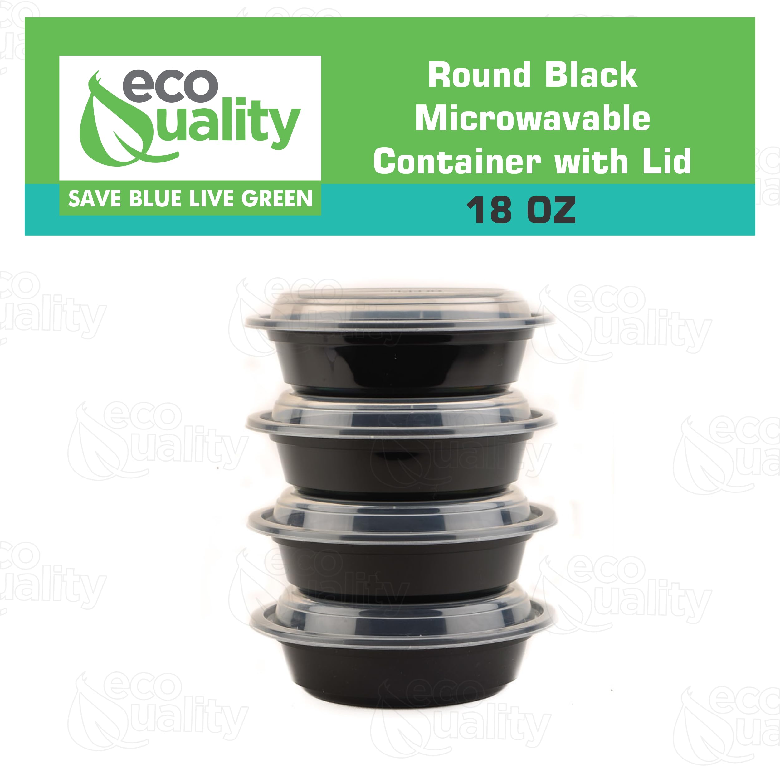 18 oz - 100 Count - Round Microwaveable Plastic Meal Prep Containers with Lids - Food Storage Container - Certified BPA-Free, Stackable, Reusable Microwave, Dishwasher,Freezer Safe, Disposable (Black)