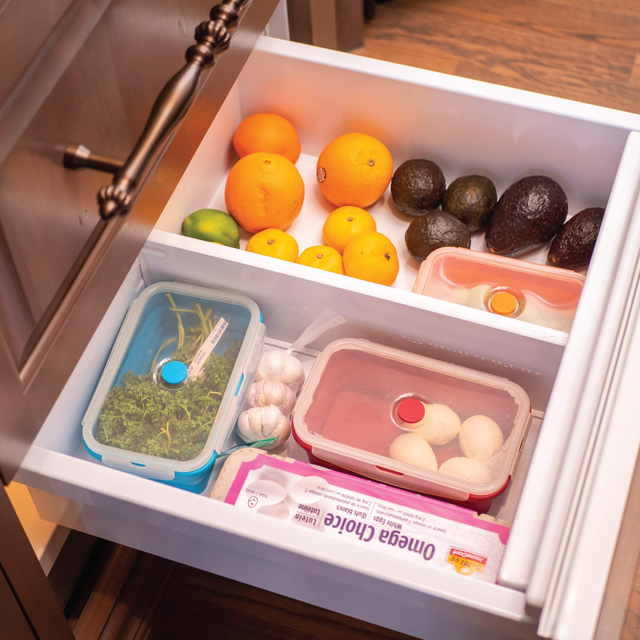 Flat Stacks Collapsible Storage Containers | Set of 2 Rectangle Silicone Food Storage Containers | BPA Free | BPS Free | Dishwasher, Freezer, and Microwave Safe | Save Space in your Container Drawer!