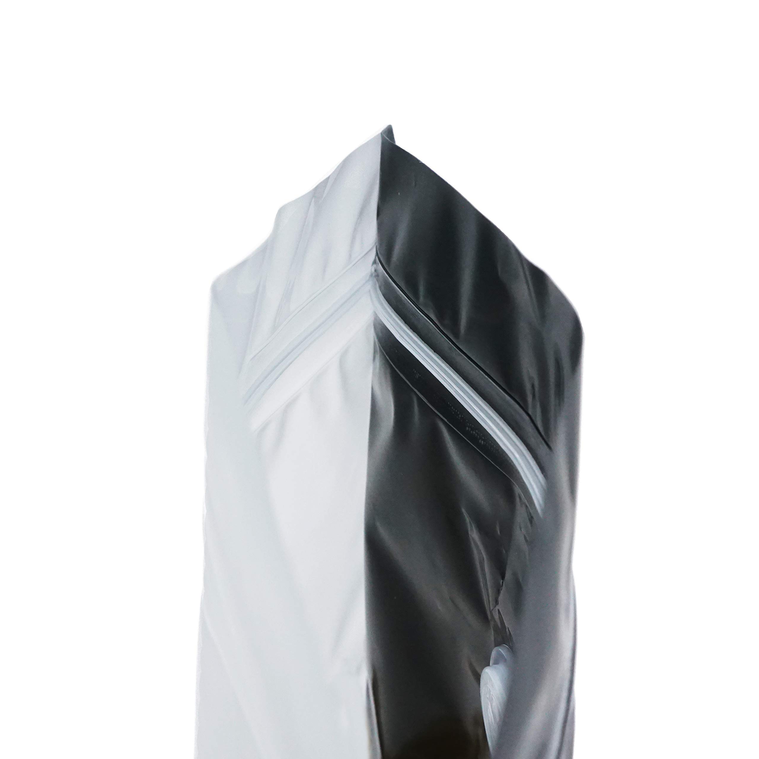 QQ Studio 50 Food Safe Coffee Pouches with Zipper Seal Stand Up Bottom Gusset and One Way Degassing Valve for Coffee Packaging (Semi-Clear & Black)