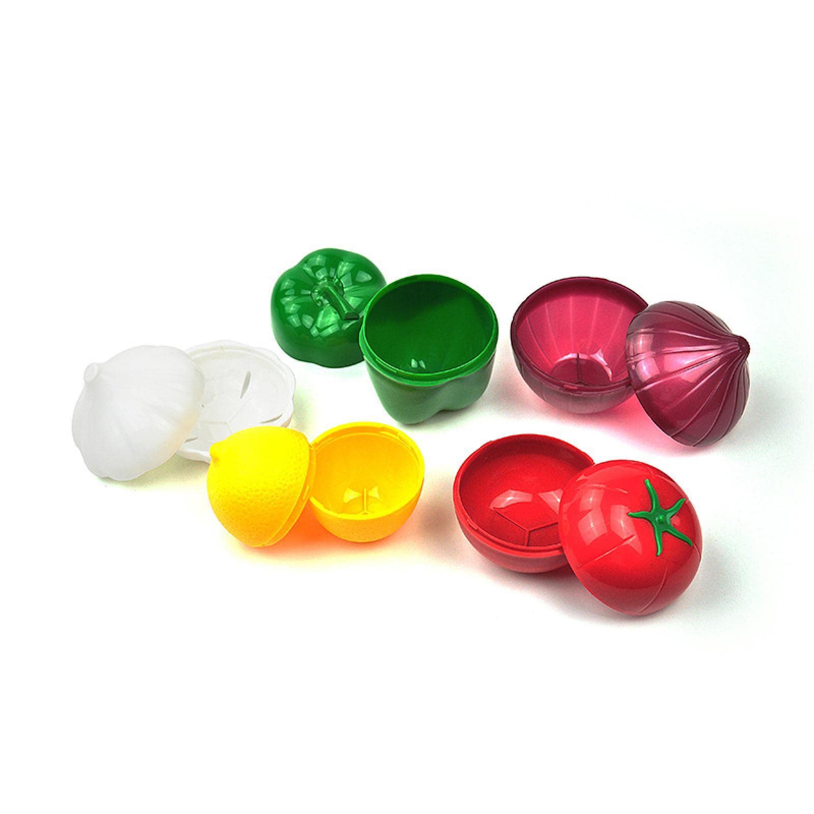 Garlic, lemon, onion, green pepper, tomato sealed fresh-keeping box, fruit and vegetable fresh-keeping box, fresh-keeping plastic garlic refrigerator 5-piece set