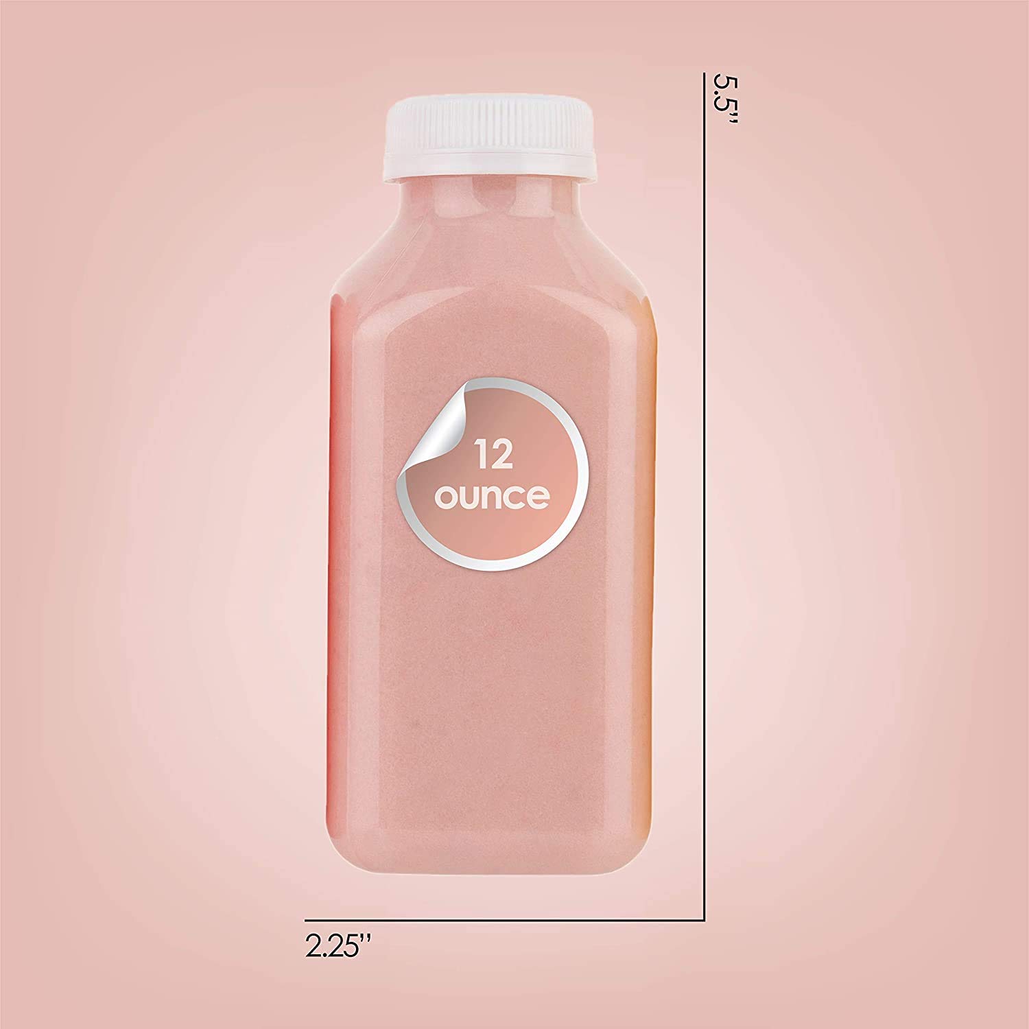 Disposable Juice Container with Caps, 12 Oz Reusable, Clear & Empty Smoothie Bottle For Grab & Go Drink & Juicing Journey, 12 Pack BPA-Free Plastic Water Bottles, Handy, Leak-Proof Beverage Containers
