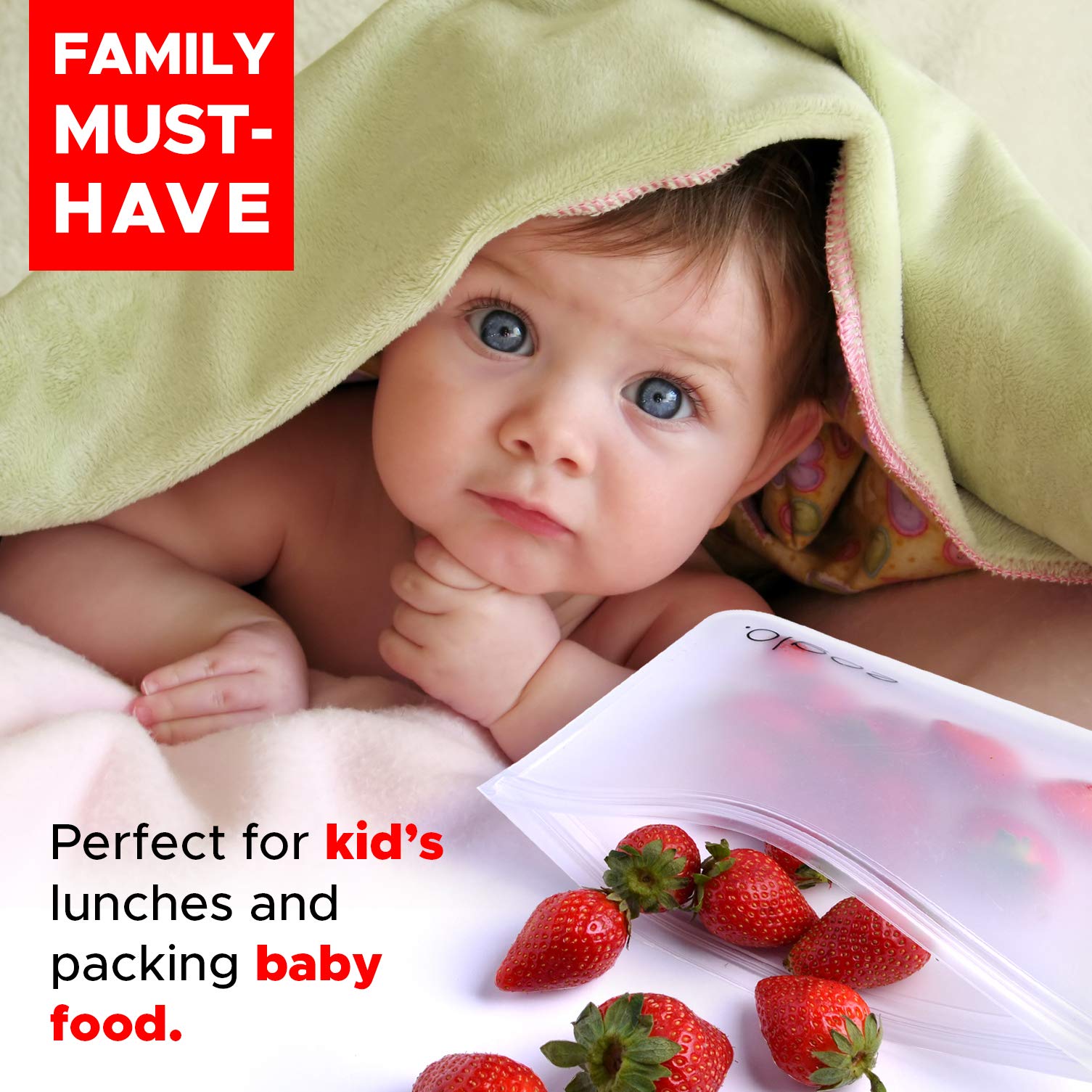 eoglo Reusable Food Storage Bags, BPA FREE, Dishwasher Safe 8 Pack XLarge Gallon Size Freezer Bags