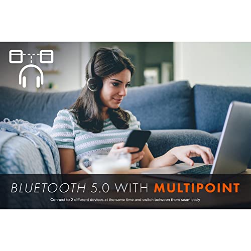 Sound Blaster JAM V2 On-Ear Lightweight Bluetooth 5.0 Wireless Headphones with USB-C, aptX Low Latency, aptX HD, Multipoint Connectivity, Voice Detection and Noise Reduction, 22 Hours Battery Life