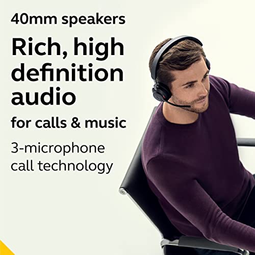 Jabra Evolve2 65 MS Wireless Headphones with Link380c, Stereo, Black β Wireless Bluetooth Headset for Calls and Music, 37 Hours of Battery Life, Passive Noise Cancelling Headphones