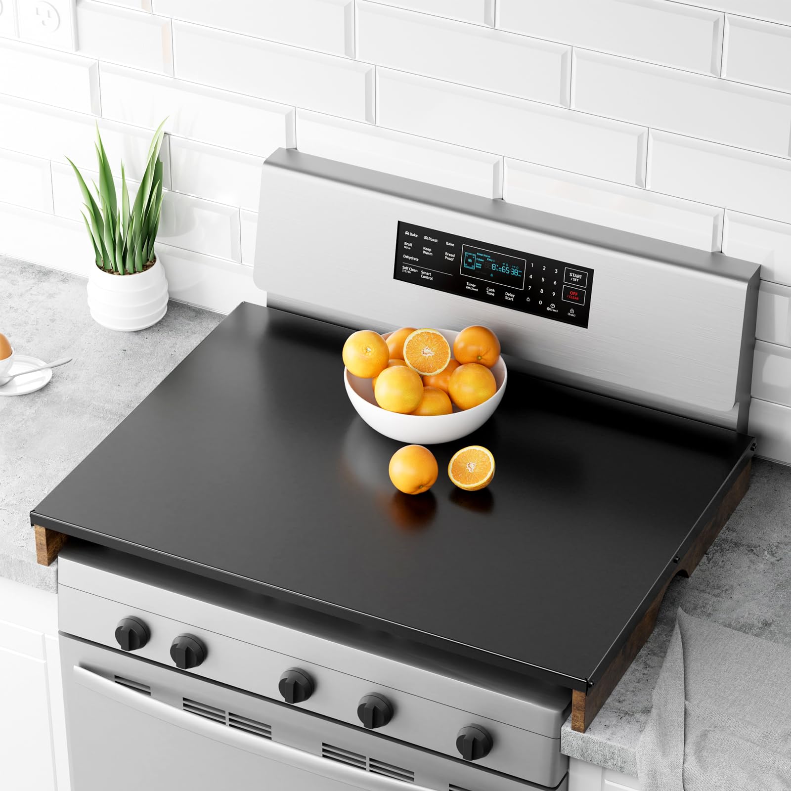 HOYRR Noodle Board Stove Cover, Stove Top Cutting Board, Stove Top Cover with Wooden Handle, Stove Top Covers for Electric Stove and Gas Stove, Gas Stove Cover, Internal Spacing on Both Sides/28.90in