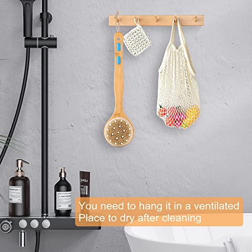 Shower Brush for Body, Coolbird Back Scrubber for Shower Brush with Soft and Stiff Bristles, Bath Dual-Sided Long Handle, Solid Wood Frame & Boar Hair Exfoliating Brush【Black Silicone】