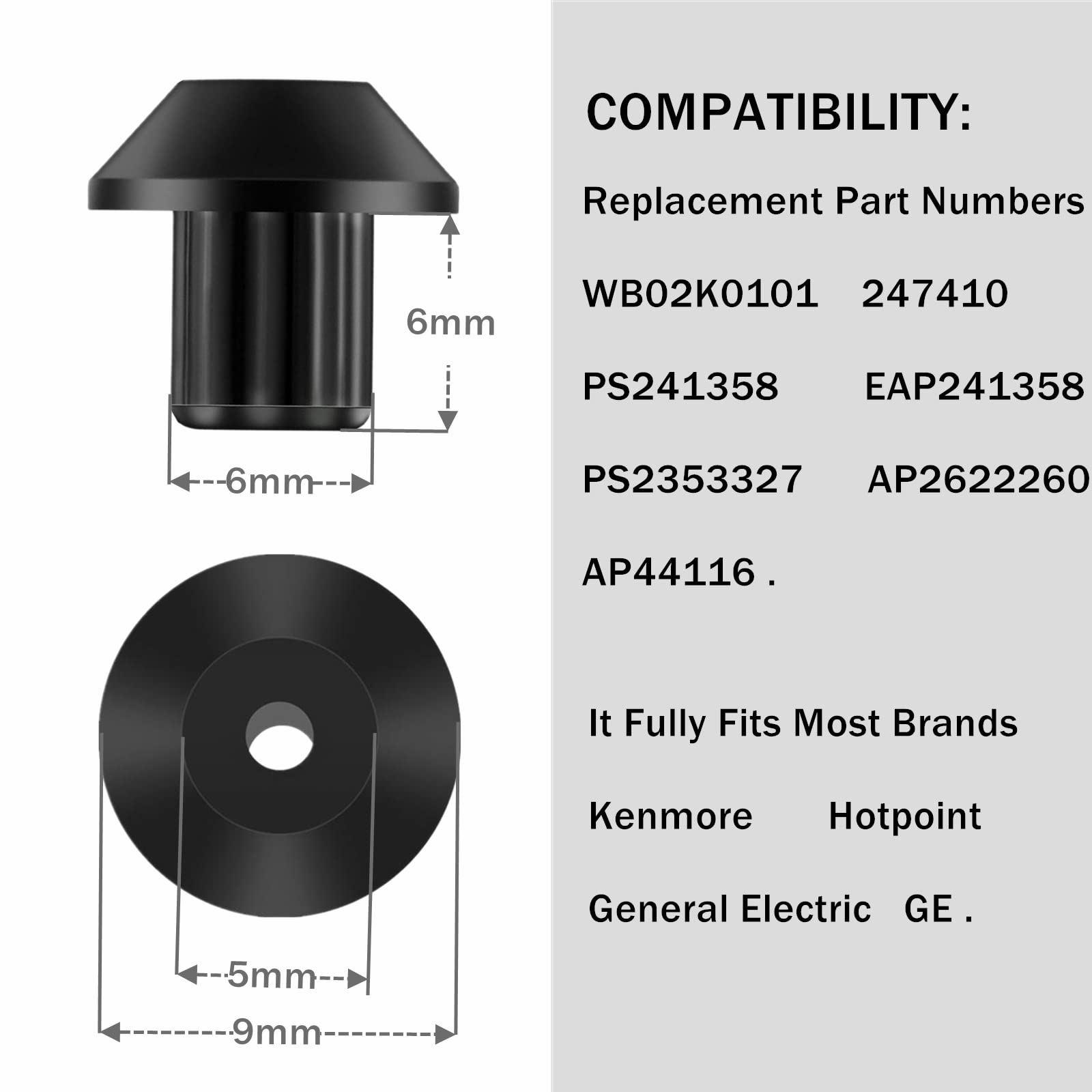 WB2K101 Pack of 16 Gas Range Surface Burner Grate Rubber Pad Set Replacement for GE,Hotpoint,Kenmore,Compatible with General Electric Replaces WB02K0101 247410 AP2622260 PD040035 PS241358 WB02K0101