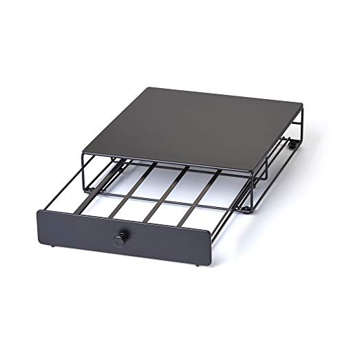 Nifty Coffee Pod Drawer – Black, Compatible with K-Cups, 30 Pod Pack Holder, Non-Rolling, Compact Under Coffee Pot Storage Sliding Drawer, Home Kitchen Counter Organizer