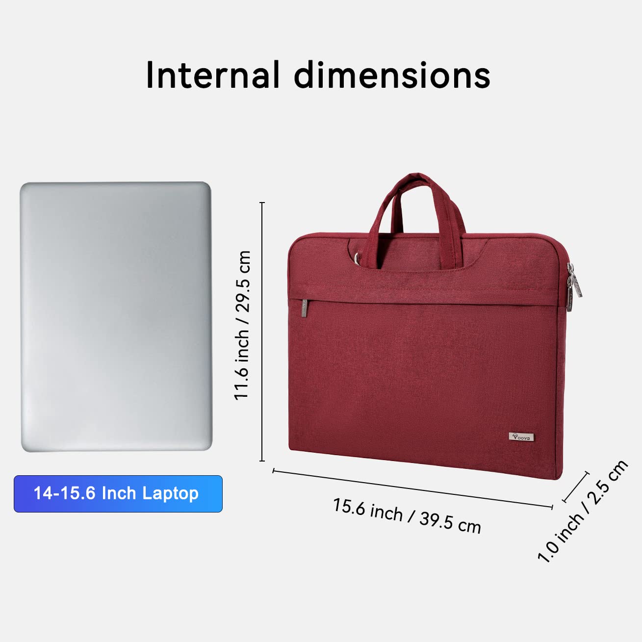 V Voova Laptop Bag Carrying Case 15 15.6 16 inch with Shoulder Strap for Women, Slim Computer Sleeve Compatible for MacBook Pro 15/16, Dell XPS 15, HP Asus Acer Lenovo Notebook, Red