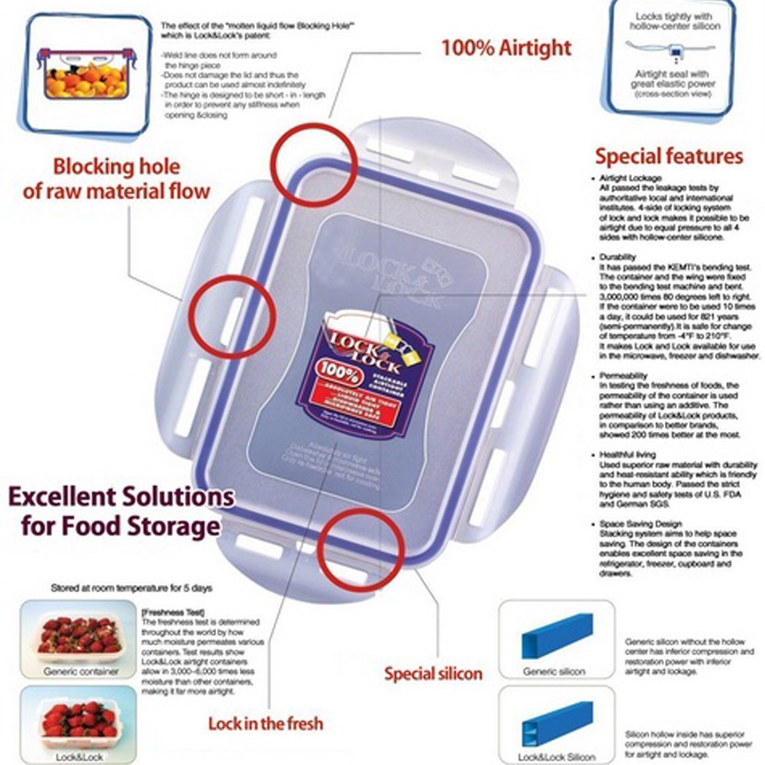 LockandLock 20-oz, 2.5-cup, Food Container, Pack of 6