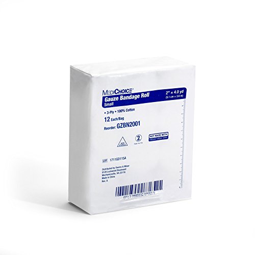 MediChoice Gauze Roll Bandage, 3-Ply, Non-Sterile, 2 Inch x 4 Yards, White, 1314GZBN2001 (Case of 96)
