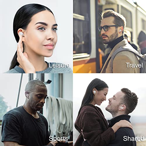 Wireless Earbuds Bluetooth Headphones Built-in Microphone with Support Wireless Charging Case, Wheat Straw in-Ear TWS Earphones with Stereo and Bass, for iPhone, Android,PC (TO6)