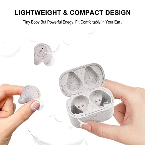 Wireless Earbuds Bluetooth Headphones Built-in Microphone with Support Wireless Charging Case, Wheat Straw in-Ear TWS Earphones with Stereo and Bass, for iPhone, Android,PC (TO6)