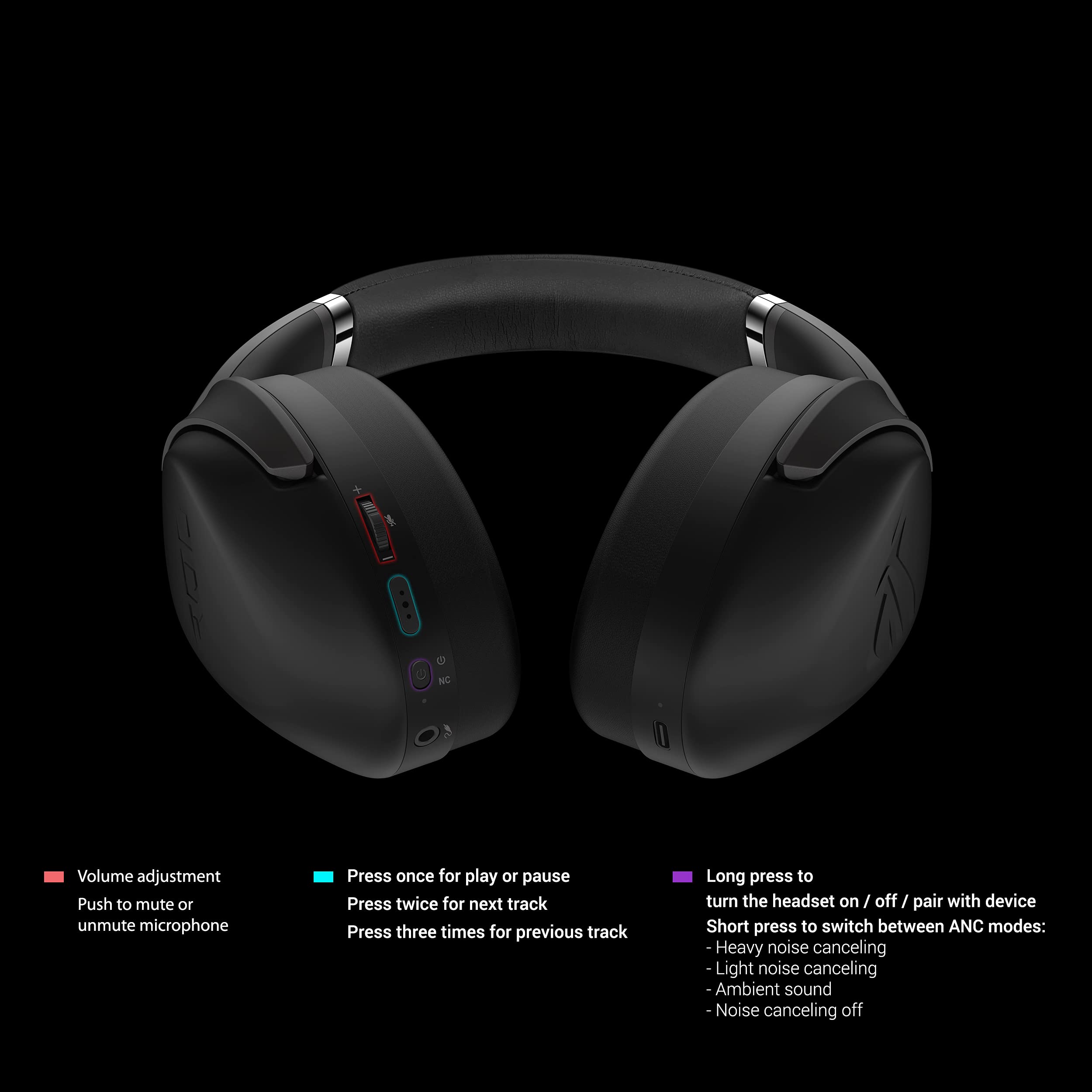 ASUS ROG Strix Go BT Gaming Headset (AI noise-canceling microphone, Hi-Res Audio, Active Noise Cancellation, Bluetooth, 3.5mm, Compatible with Laptop, PS5, Nintendo Switch and Smart Devices)