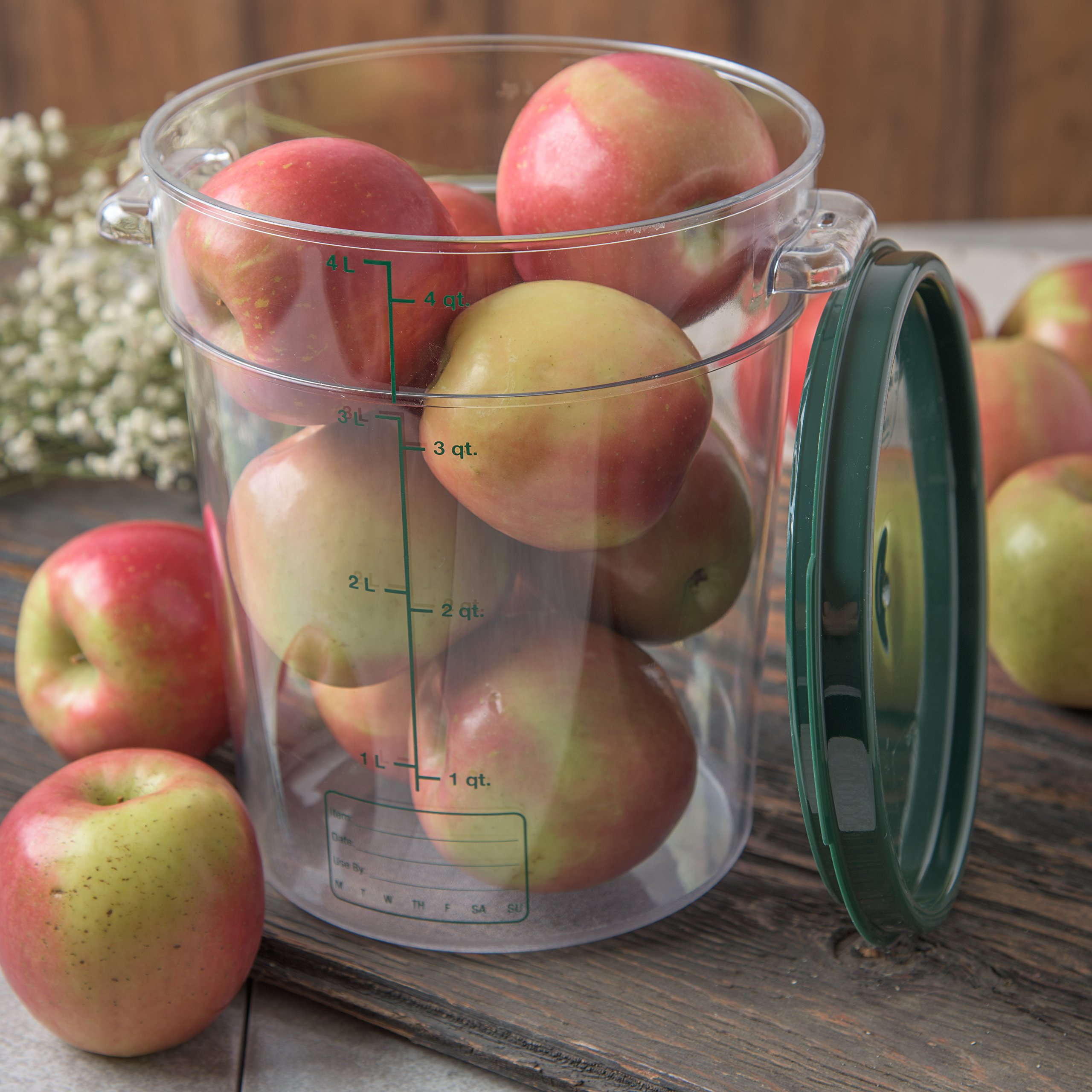 Carlisle FoodService Products Storplus Round Food Storage Container with Stackable Design for Catering, Buffets, Restaurants, Polycarbonate (Pc), 4 Quart, Clear