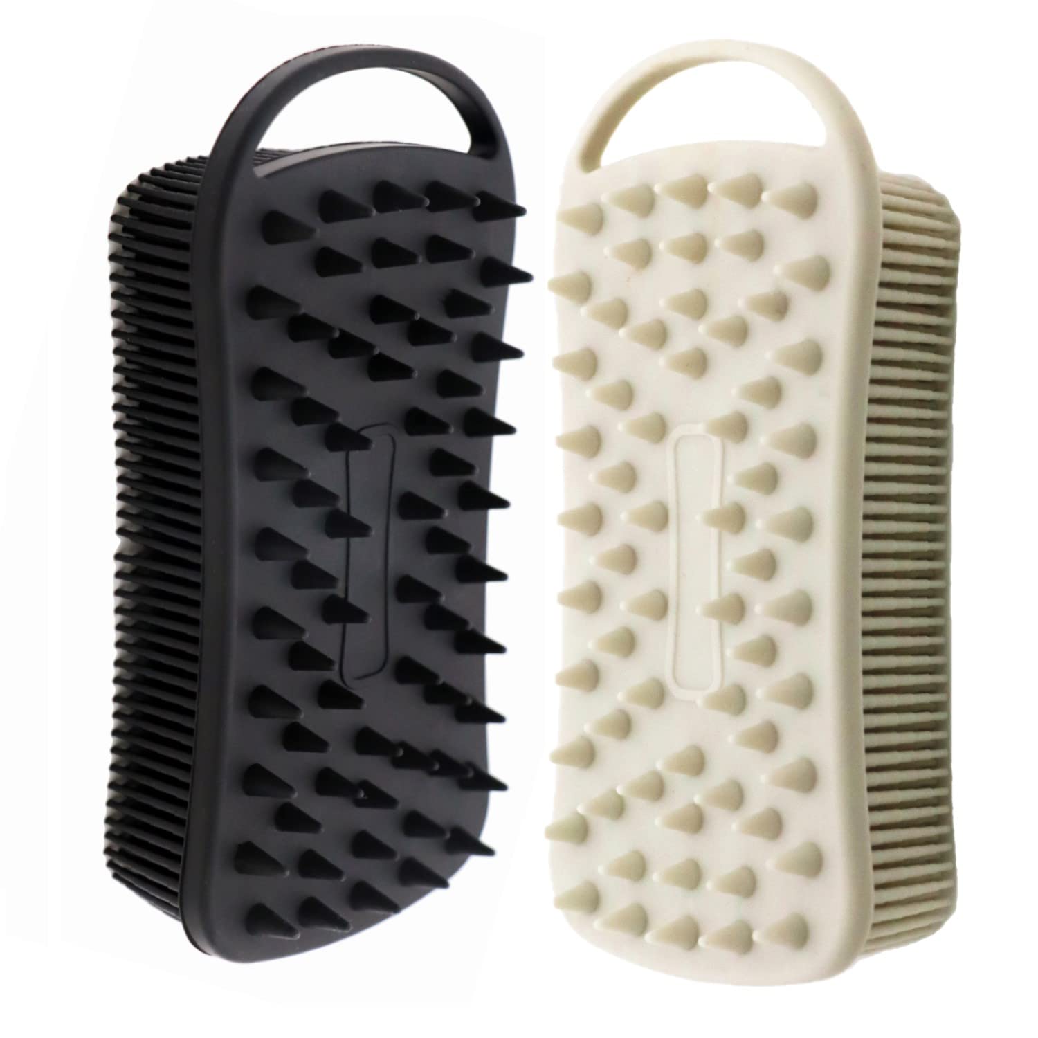 Cinlitek 2Pack Dual Sided Silicone Body Scrubber for Exfoliating, Shower&Scalp Massage, 2 in 1 Bath&Shampoo Brush,Soft Body Exfoliator Silicone Loofah Shower Scrubber Brush for All Kinds of Skin