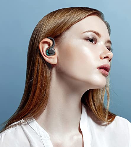 Wireless Earbuds with Earhooks Single Bluetooth Earpiece Sports Headphones Over the Ear Running Workout Wrap Around Earbuds 8H Long Battery Life Waterproof Noise Cancelling Headset for Android iOS
