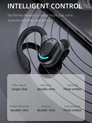 Wireless Earbuds with Earhooks Single Bluetooth Earpiece Sports Headphones Over the Ear Running Workout Wrap Around Earbuds 8H Long Battery Life Waterproof Noise Cancelling Headset for Android iOS