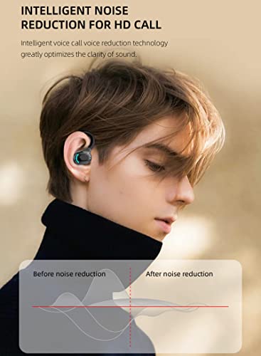 Wireless Earbuds with Earhooks Single Bluetooth Earpiece Sports Headphones Over the Ear Running Workout Wrap Around Earbuds 8H Long Battery Life Waterproof Noise Cancelling Headset for Android iOS