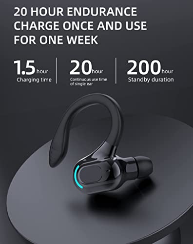 Wireless Earbuds with Earhooks Single Bluetooth Earpiece Sports Headphones Over the Ear Running Workout Wrap Around Earbuds 8H Long Battery Life Waterproof Noise Cancelling Headset for Android iOS