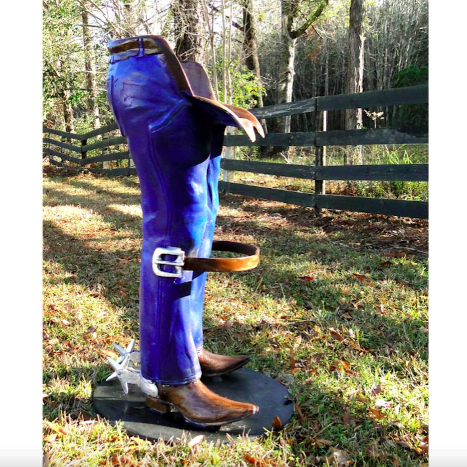 The King's Bay Pair of Cowboy Bar Stools with Jeans and Boots