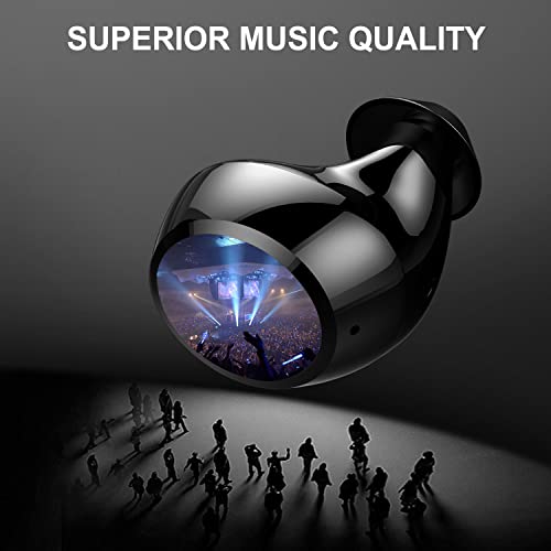 Donerton Wireless Earbud Wireless Headphones, 5.0 Bass+ HD Stereo Noise Cancelling Earphones in Ear, Mini Wireless Earbud with LED Display, IP7 Waterproof Wireless Headset, Black