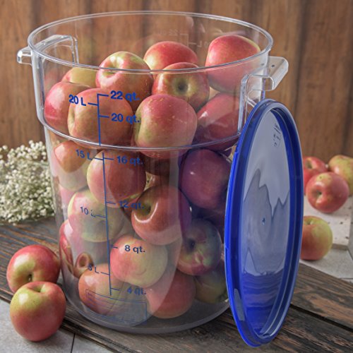 Carlisle FoodService Products Storplus Round Food Storage Container with Stackable Design for Catering, Buffets, Restaurants, Polycarbonate (Pc), 22 Quart, Clear