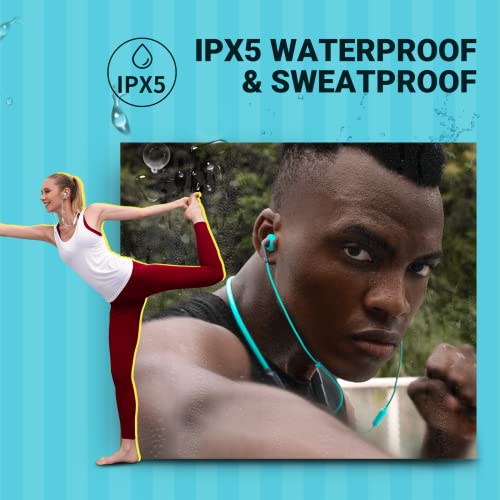 233621 Wave Bluetooth Neckband Headphones, 15 Hrs Playtime Stereo Wireless Earbuds with CVC 8.0 Call Noise Cancellation Microphone, 10.7 mm Drivers, IPX5 Waterproof & Skin-Friendly (Lime Coral)
