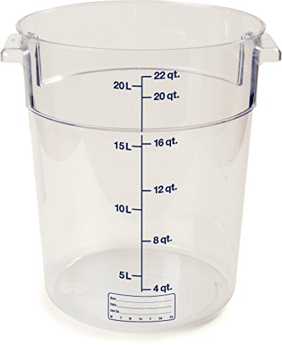 Carlisle FoodService Products Storplus Round Food Storage Container with Stackable Design for Catering, Buffets, Restaurants, Polycarbonate (Pc), 22 Quart, Clear